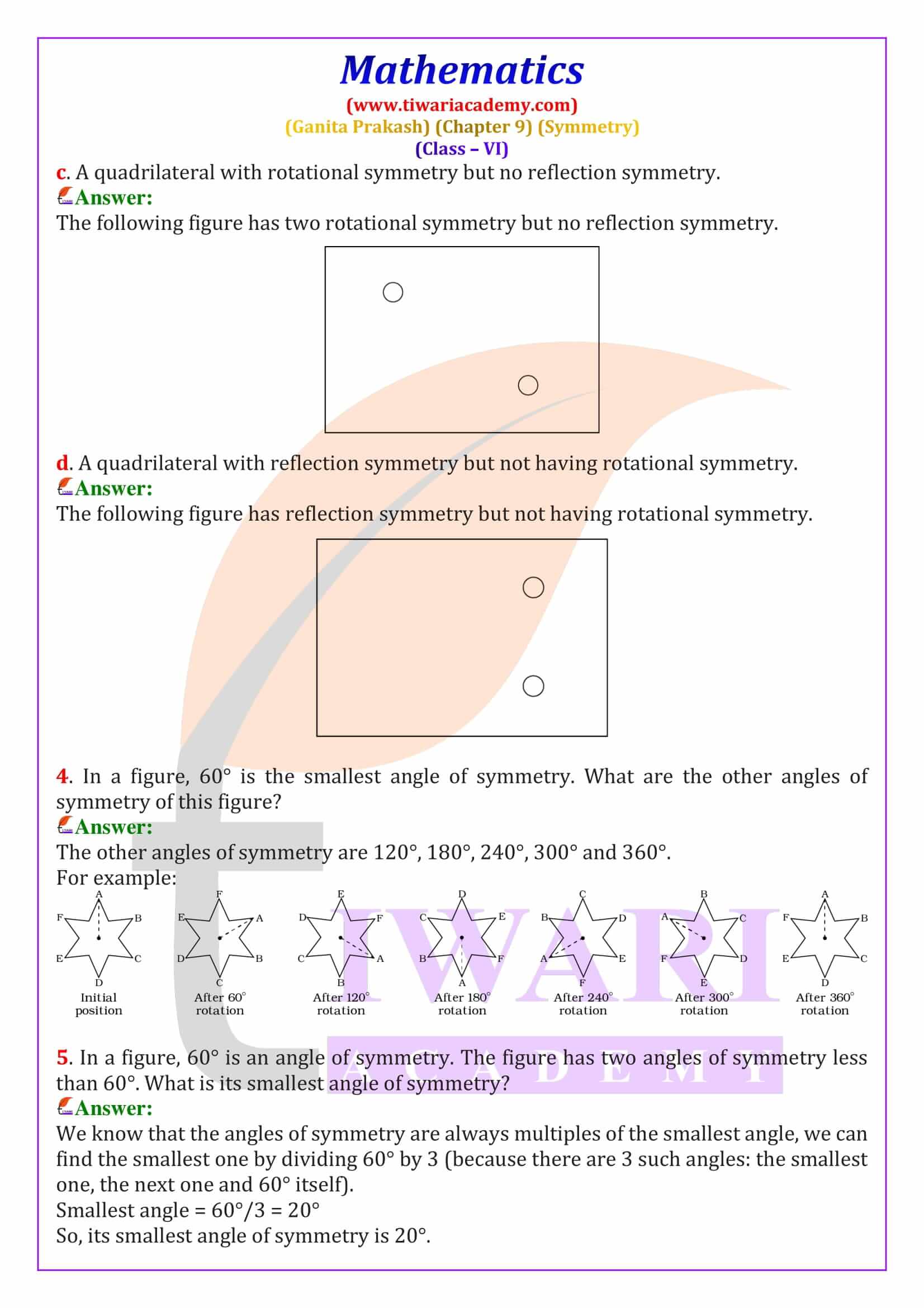 Class 6 Maths Chapter 9 Symmetry Solutions | Ganita Prakash
